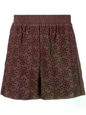 Brunello Cucinelli Floral-embroidered Cotton Shorts