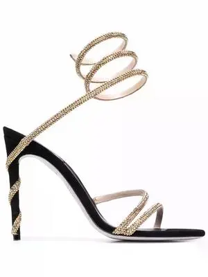 Rene Caovilla Margot 105mm Jewelled Snake Sandals - Black