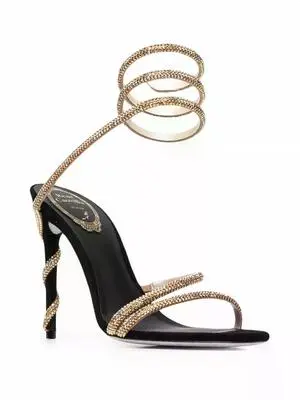 Rene Caovilla Margot 105mm Jewelled Snake Sandals - Black