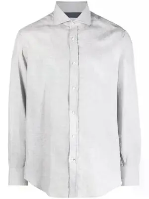 Brunello Cucinelli Long-sleeve Cotton-blend Shirt - Grey