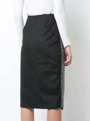 Voz Asymmetric Pattern Wool Skirt - Grey