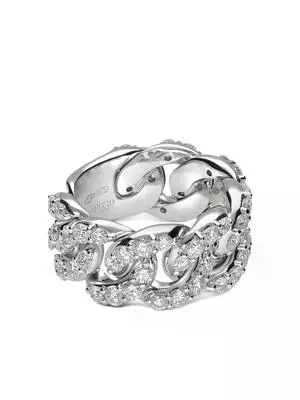 LEO PIZZO 18k White Gold Diamond Pavé Groumette Ring