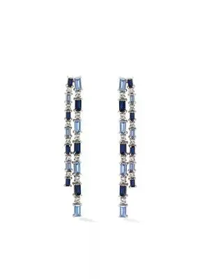 LARK & BERRY Sterling Blue Dahlia Tennis Sapphire Drop Earrings - Silver