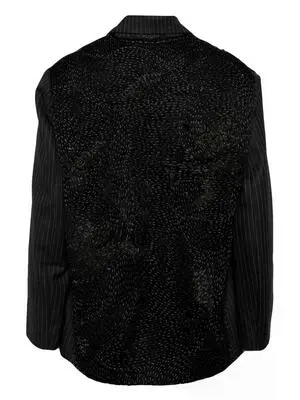 By Walid Embroidered Pinstriped Shirt Jacket