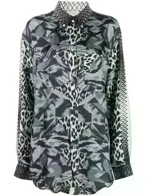 PIERRE-LOUIS MASCIA Abstract-print Silk Shirt