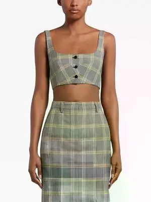 Marni Virgin Wool-blend Cropped Top With Check Pattern