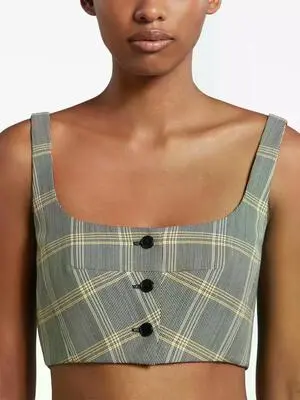 Marni Virgin Wool-blend Cropped Top With Check Pattern