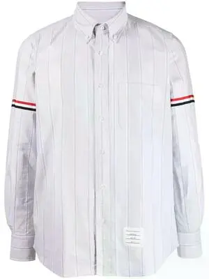 Thom Browne Rwb-stripe Cotton Shirt - Grey