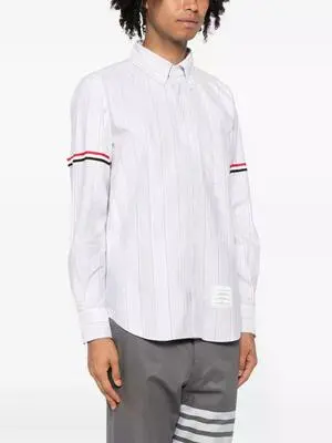 Thom Browne Rwb-stripe Cotton Shirt - Grey