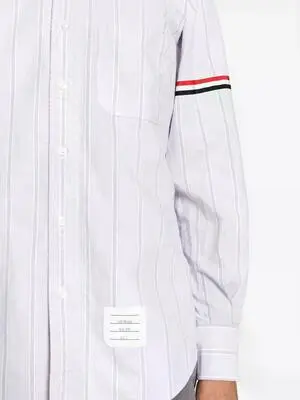 Thom Browne Rwb-stripe Cotton Shirt - Grey