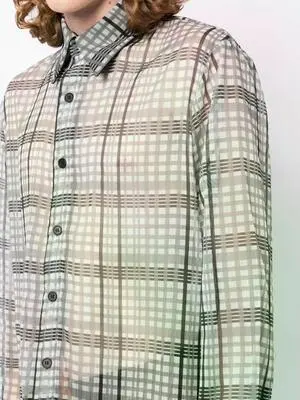 AV VATTEV Semi-sheer Check-print Shirt