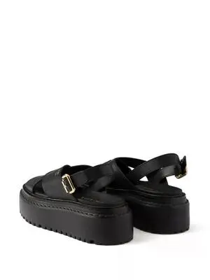Prada Leather Platform Sandals - Black