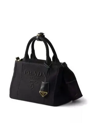 Prada Jardinière Small Cotton Canvas Handbag - Black