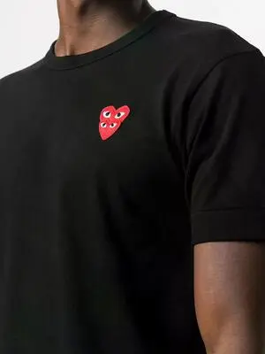 Play Comme Des Garcon Heart-embroidered Crew-neck T-shirt