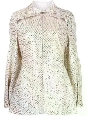 SAIID KOBEISY Floral-embroidered Sequin-embellished Jacket - Silver