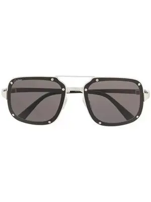 Cartier Santos De Square-frame Sunglasses - Silver