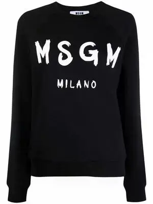 MSGM Logo-print Crew Neck Sweatshirt - Black
