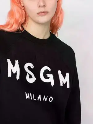 MSGM Logo-print Crew Neck Sweatshirt - Black