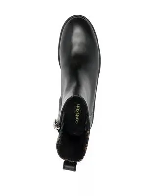 Calvin Klein Monogram-print Leather Ankle Boots