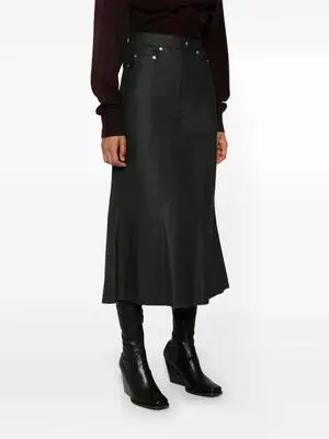 Rick Owens Coated Flared Midi Skirt