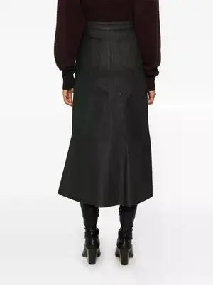 Rick Owens Coated Flared Midi Skirt