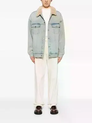 We11Done Shearling-collar Denim Jacket