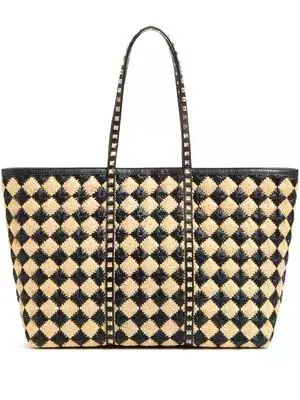 Valentino Garavani Rockstud Embroidered Tote - Neutrals