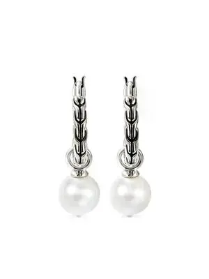 John Hardy Jh Essential Pearl Hoop Earrings - Silver