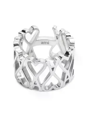 AMI Paris De Coeur Ring In Palladium-plated Brass