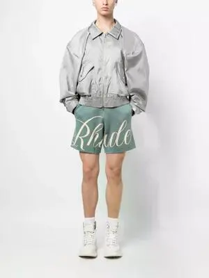 Rhude Script Logo Knitted Shorts - Green