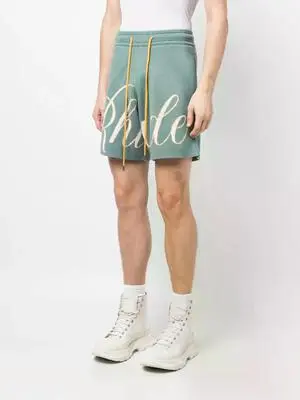 Rhude Script Logo Knitted Shorts - Green