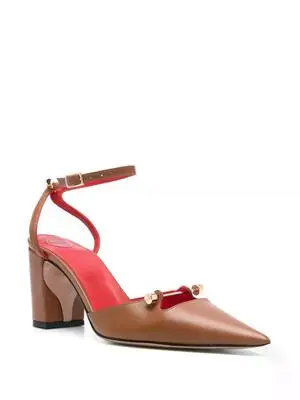 HARDOT 70mm Block Heel Pumps With Buckle-fastening Ankle Strap
