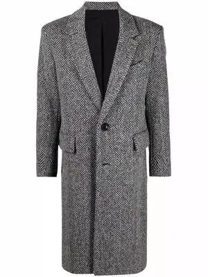 AMI Paris Chevron-pattern Single-breasted Coat