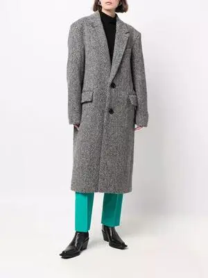 AMI Paris Chevron-pattern Single-breasted Coat