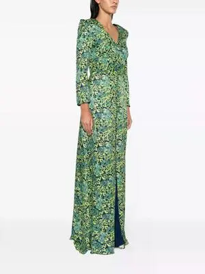 Saloni Margot V-neck Silk Long Dress