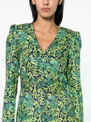 Saloni Margot V-neck Silk Long Dress