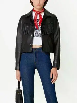 AMI Paris Tasselled Leather Jacket