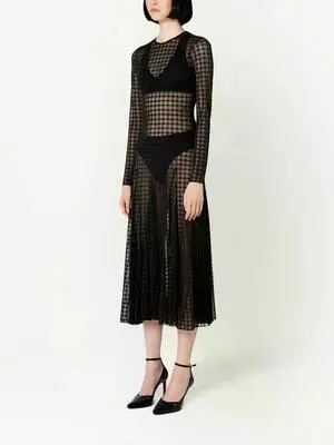 AMI Paris Checked Semi-sheer Midi Dress
