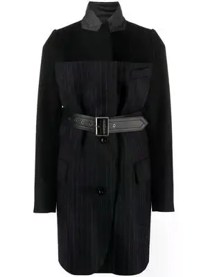 Sacai Belted Pinstriped Wool Blazer