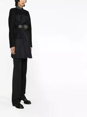 Sacai Belted Pinstriped Wool Blazer