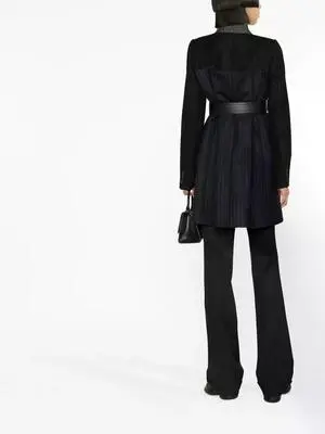 Sacai Belted Pinstriped Wool Blazer