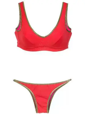 AMIR SLAMA Gold-tone Trimming Bikini Set - Red