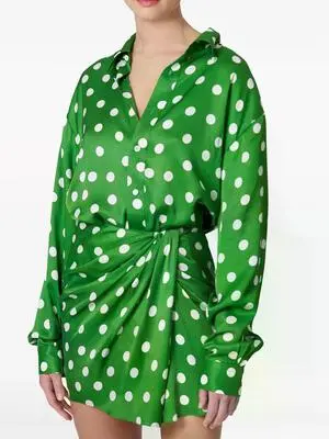 Carolina Herrera Polka-dot Print Ruched Skirt