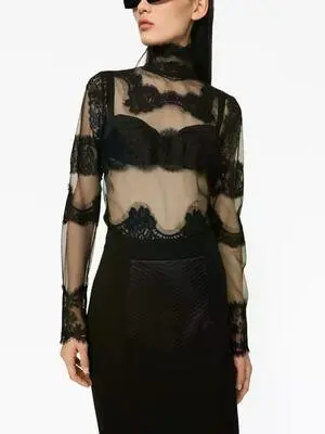 Dolce & Gabbana Lace-panelled High-neck Top
