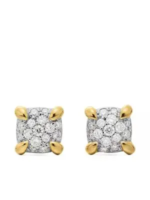 David Yurman 18kt Yellow Gold Petite Chatelaine Diamond Stud Earrings - Silver