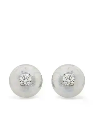 Fernando Jorge 18kt White Gold Orbit Moonstone Diamond Earrings - Silver