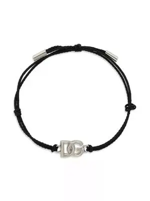 Dolce & Gabbana Dg Logo Charm Cord Bracelet - Silver