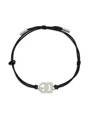 Dolce & Gabbana Dg Logo Charm Cord Bracelet - Silver