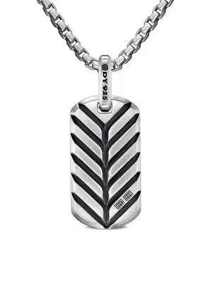 David Yurman Sterling Chevron Malachite Tag