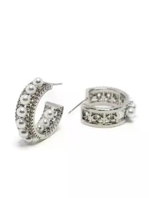 HZMER JEWELLERY Pearl-embellished Hoop Earrings
